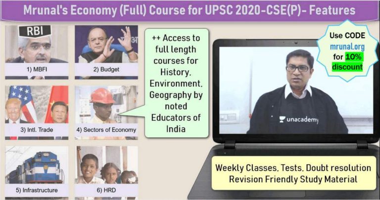 [Admission] UPSC Prelims-2020: Mrunal’s Economy (Full) Course: Online ...