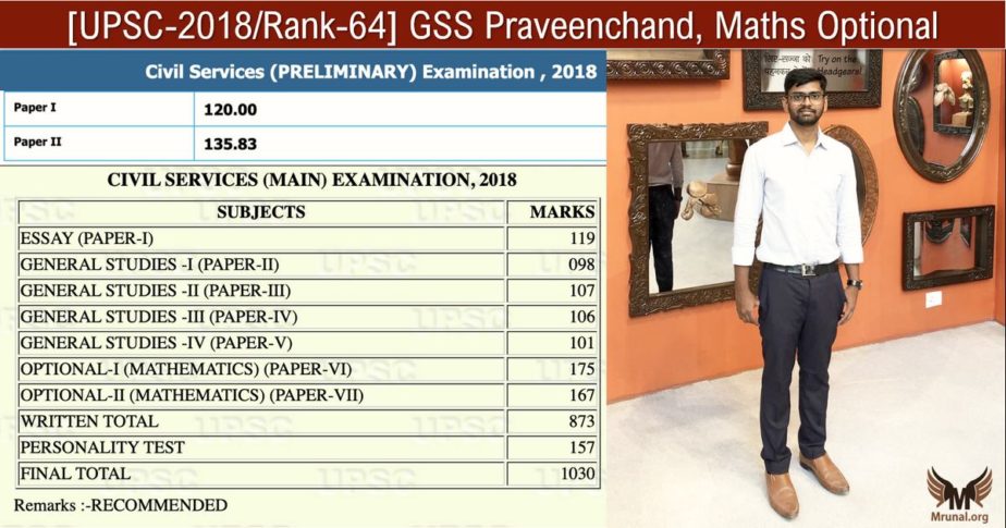 UPSC Rank #64: GSS Praveenchand- Maths Optional, 3rd Attempt, IIT